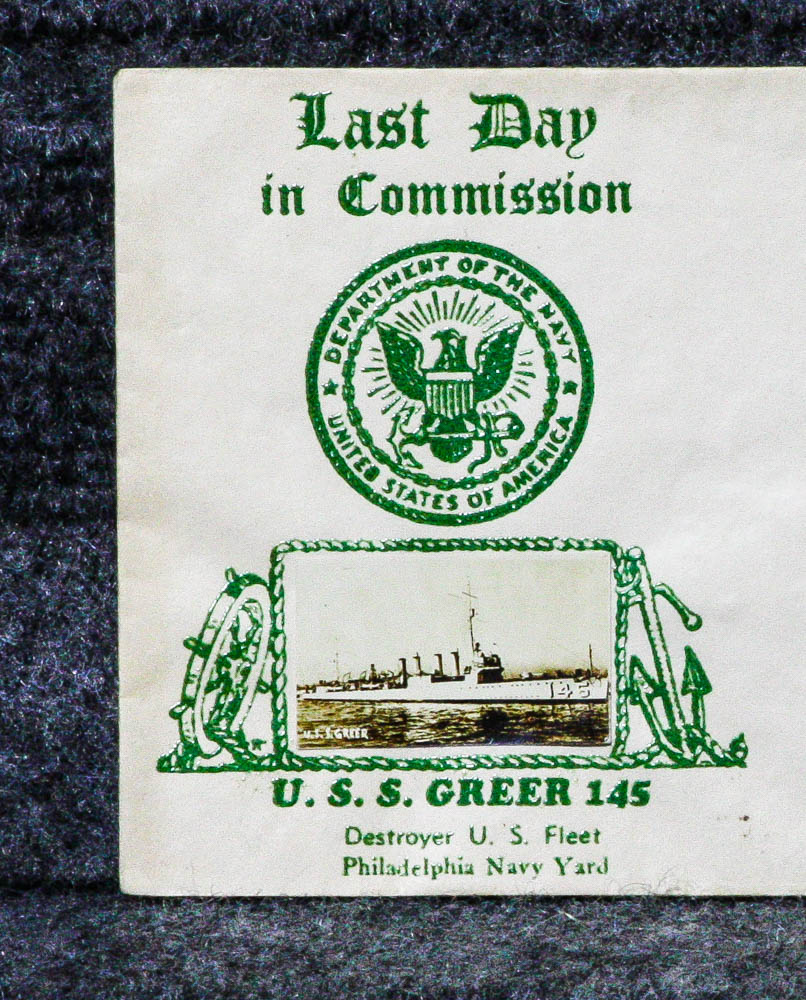 USS GREER 145 [MOUNTED PHOTO] NAVAL CACHET ADDRESSED TO FRANKLIN D ...