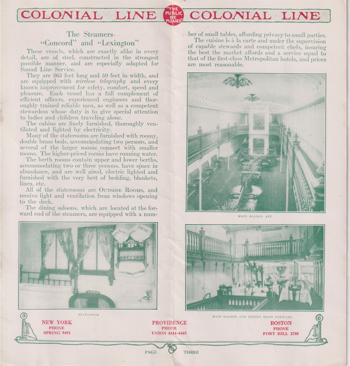 NEW YORK VIA PROVIDENCE Colonial Line by Rail and Boat