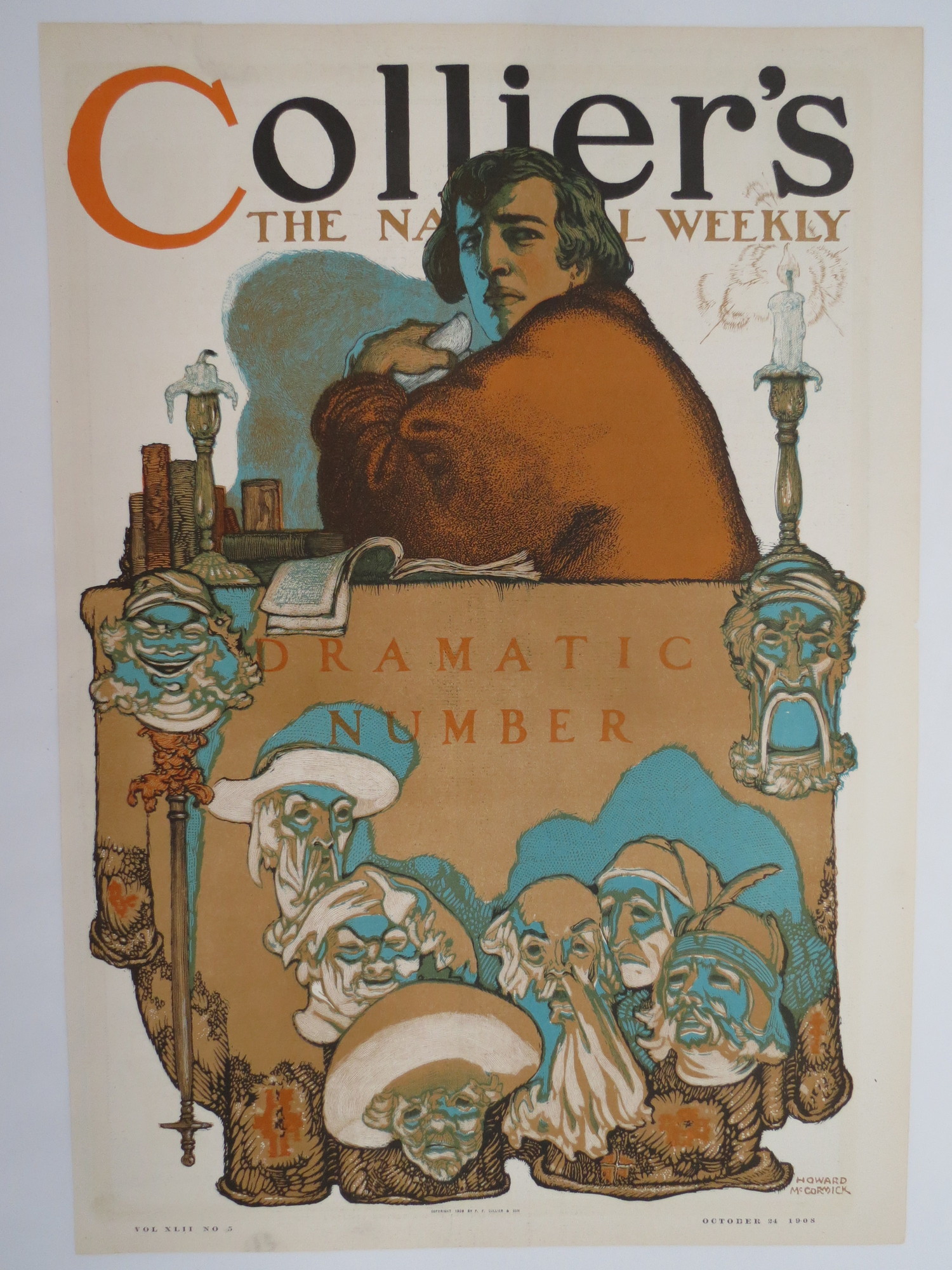 COLLIER'S MAGAZINE COVER, AUGUST 29 1908, DREADNAUGHT MERMAID HENRY ...