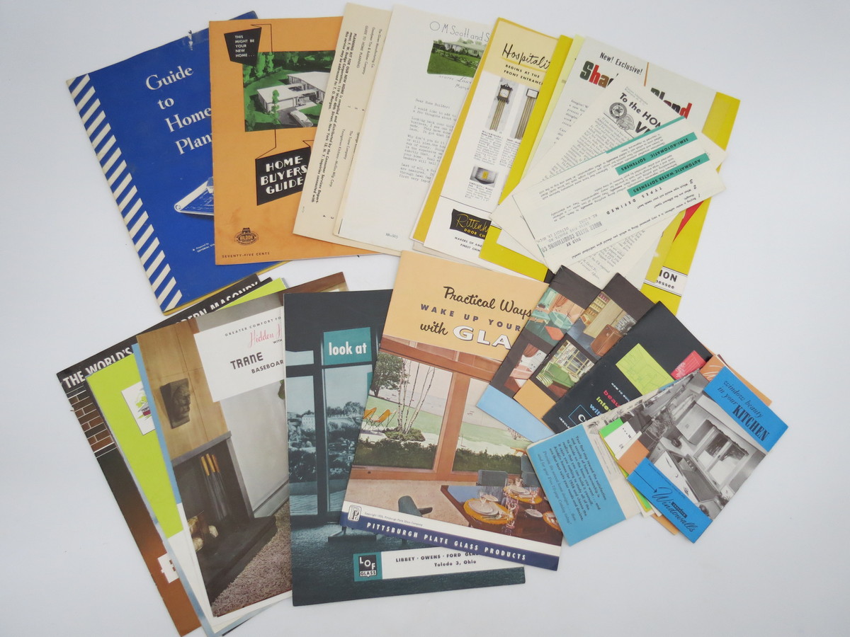 50 PIECE MID-CENTURY 1950S HOME BUILDING ADVERTISING BROCHURES