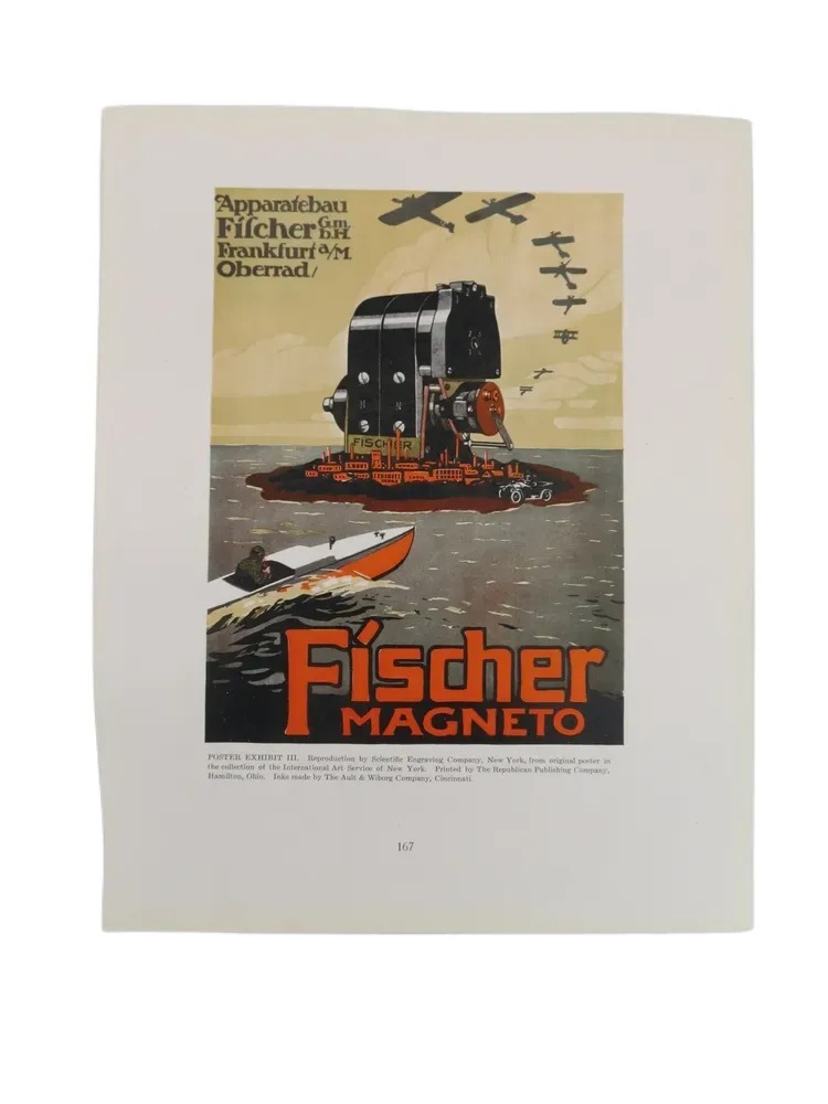 ANTIQUE 1914 FISCHER MAGNETO POSTER PRINT AD