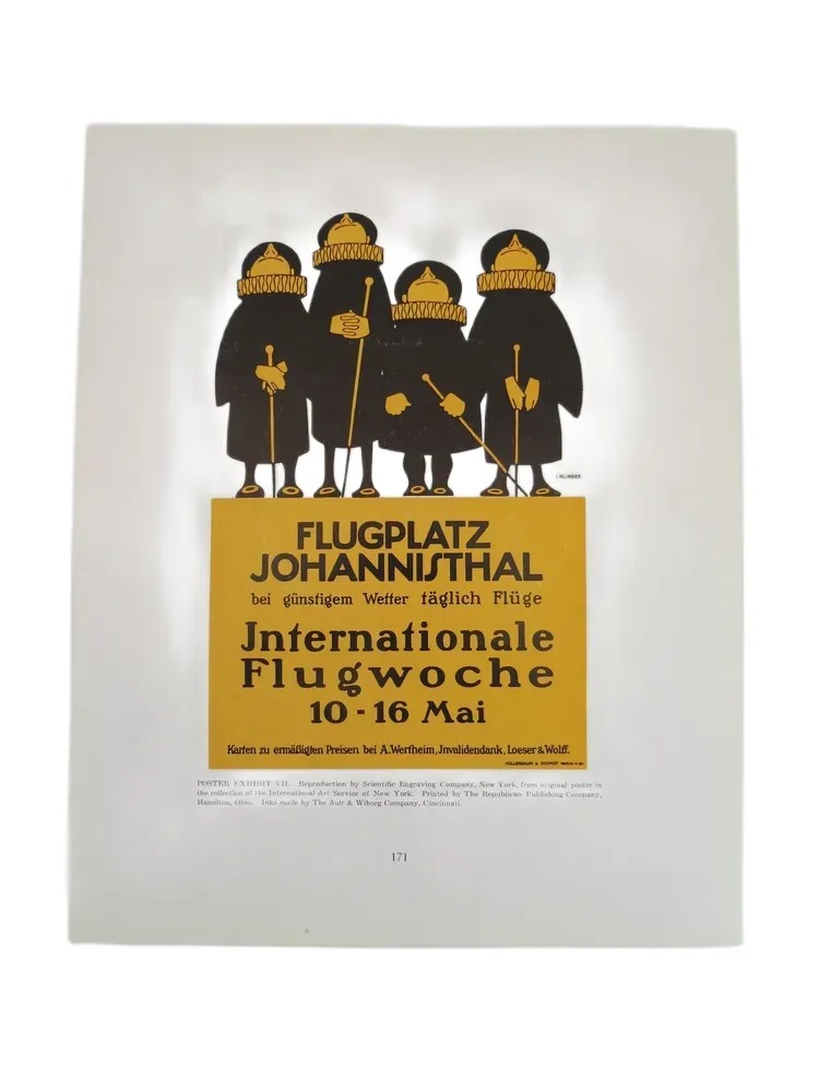 ANTIQUE 1914 FLUGPLATZ JOHANNISTHAL AIRFIELD BY JULIUS KLINGER POSTER PRINT