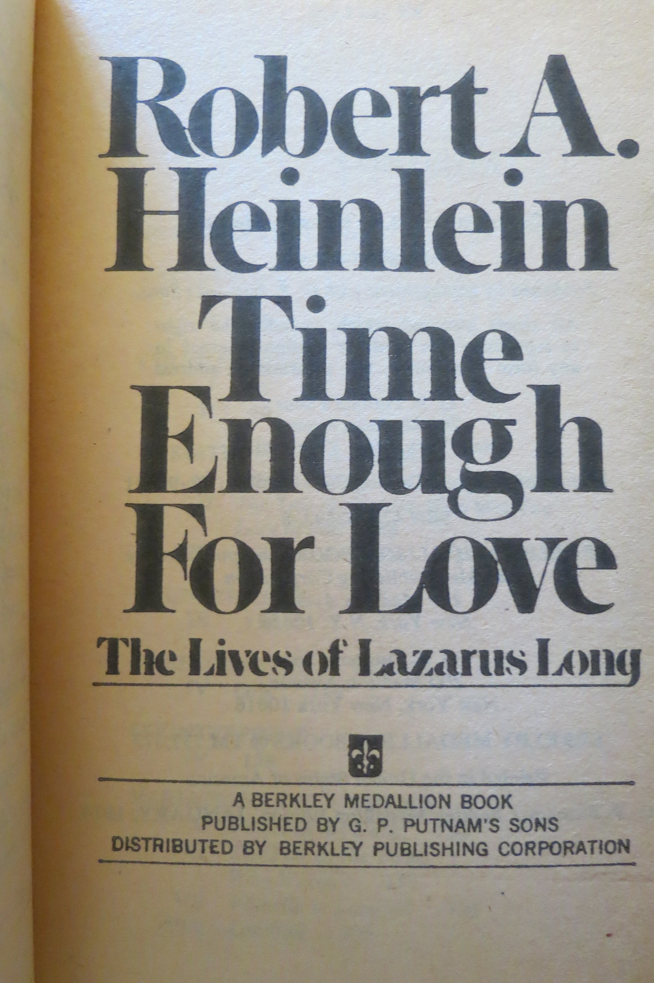 TIME ENOUGH FOR LOVE