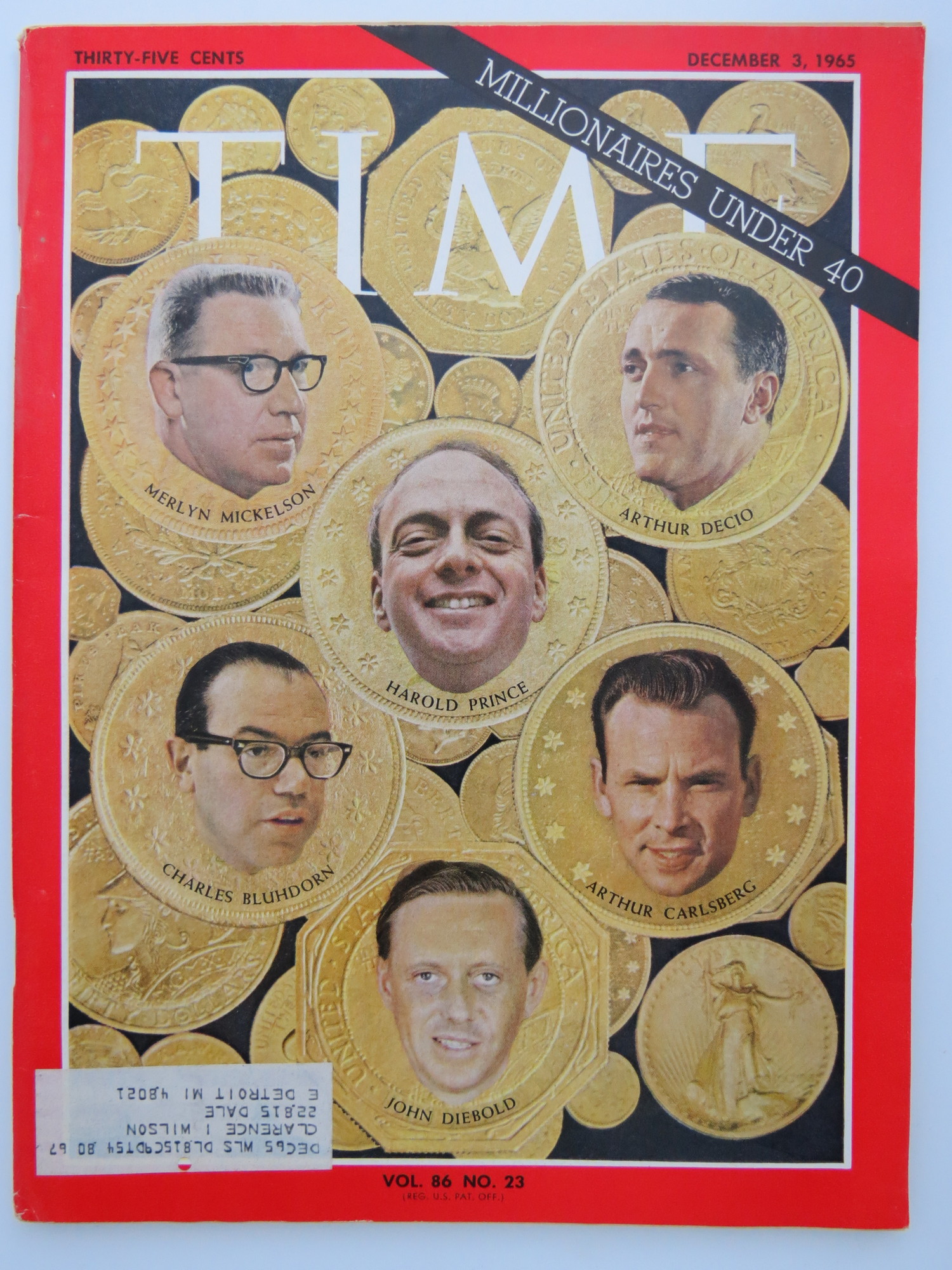 TIME MAGAZINE DECEMBER 3, 1965 (MILLIONAIRES UNDER 40)