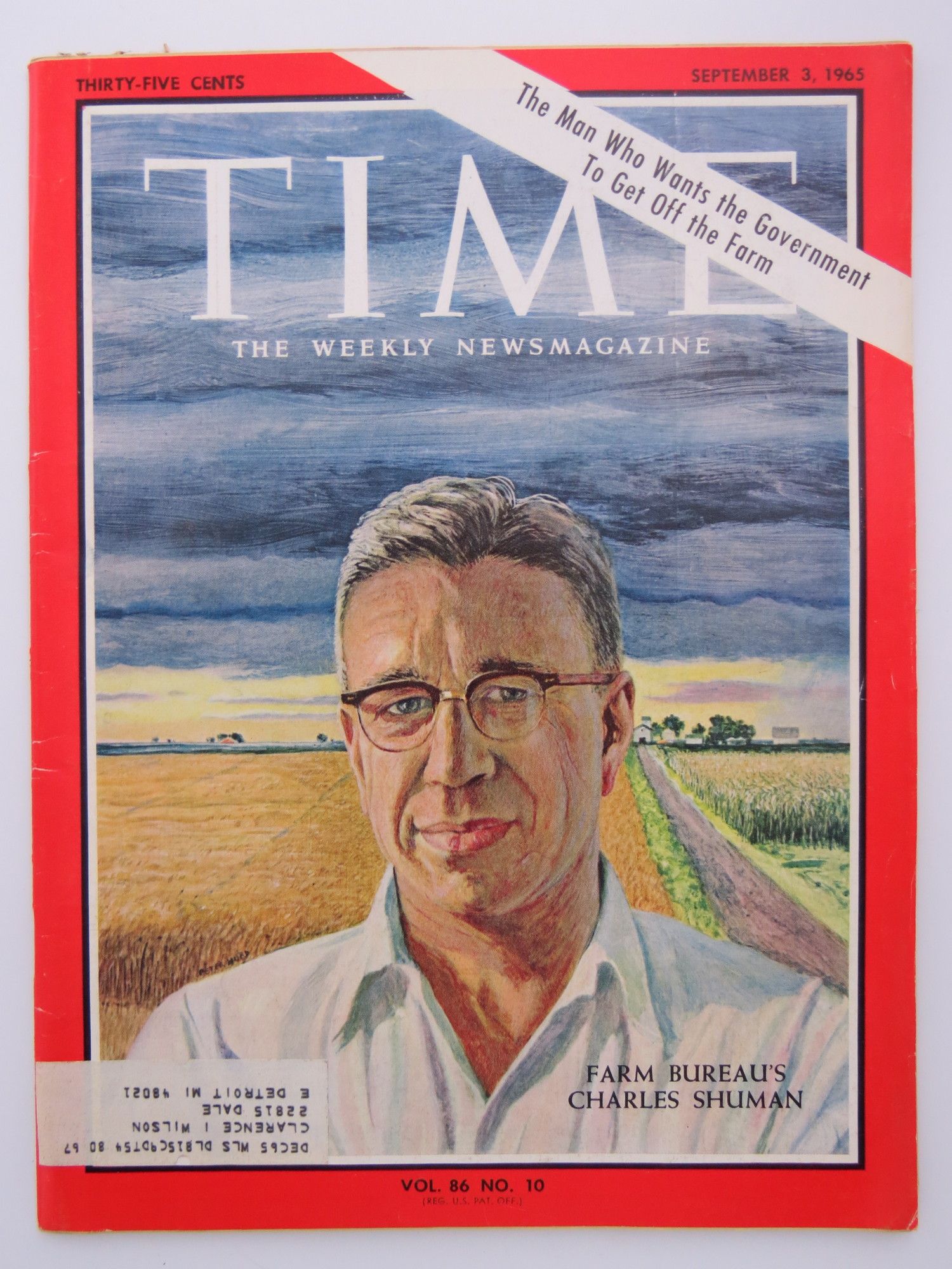 TIME MAGAZINE SEPTEMBER 3, 1965 (FARM BUREAU'S CHARLES SHUMAN)