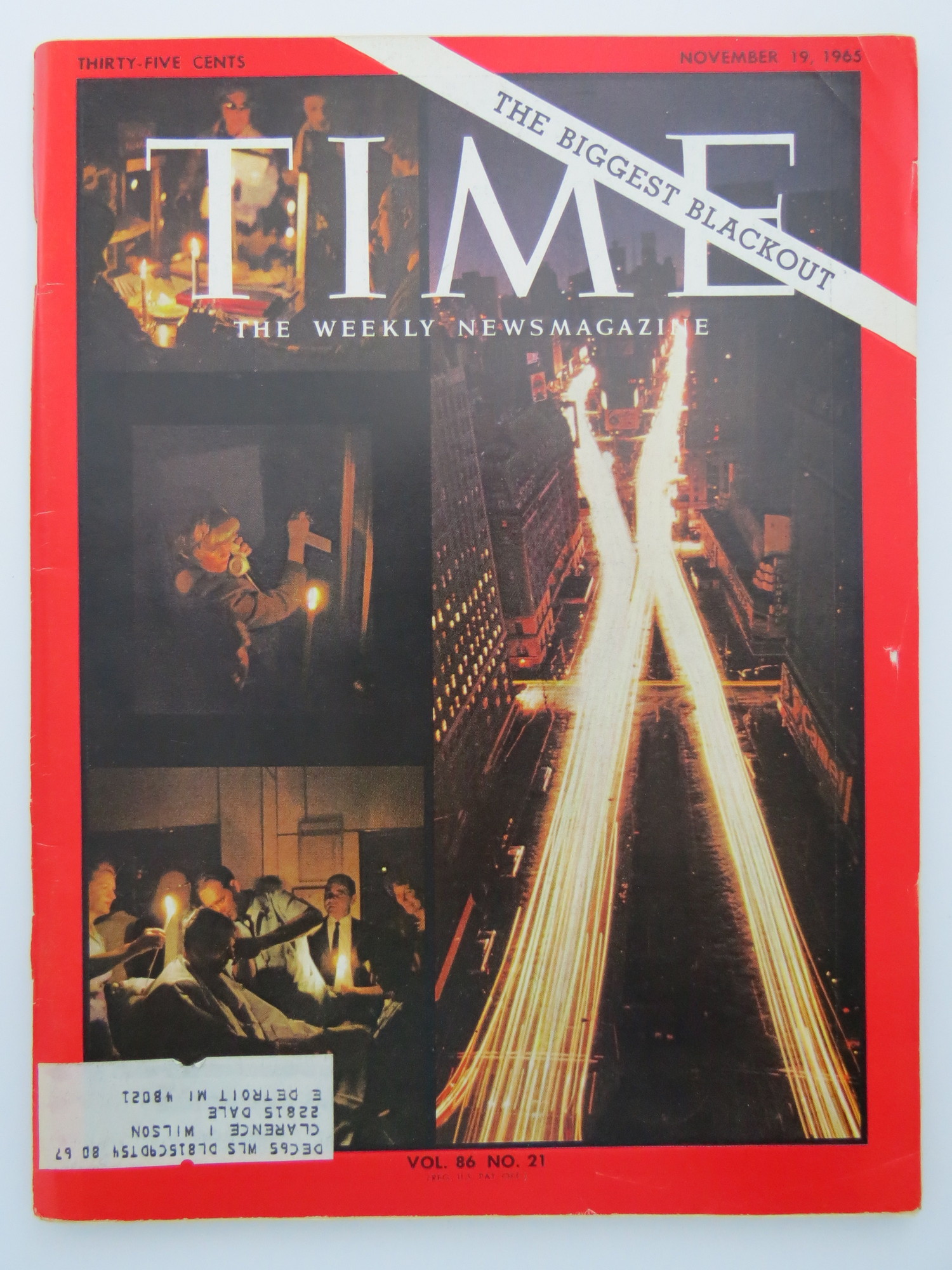TIME MAGAZINE NOVEMBER 19, 1965 (THE BIGGEST BLACKOUT)
