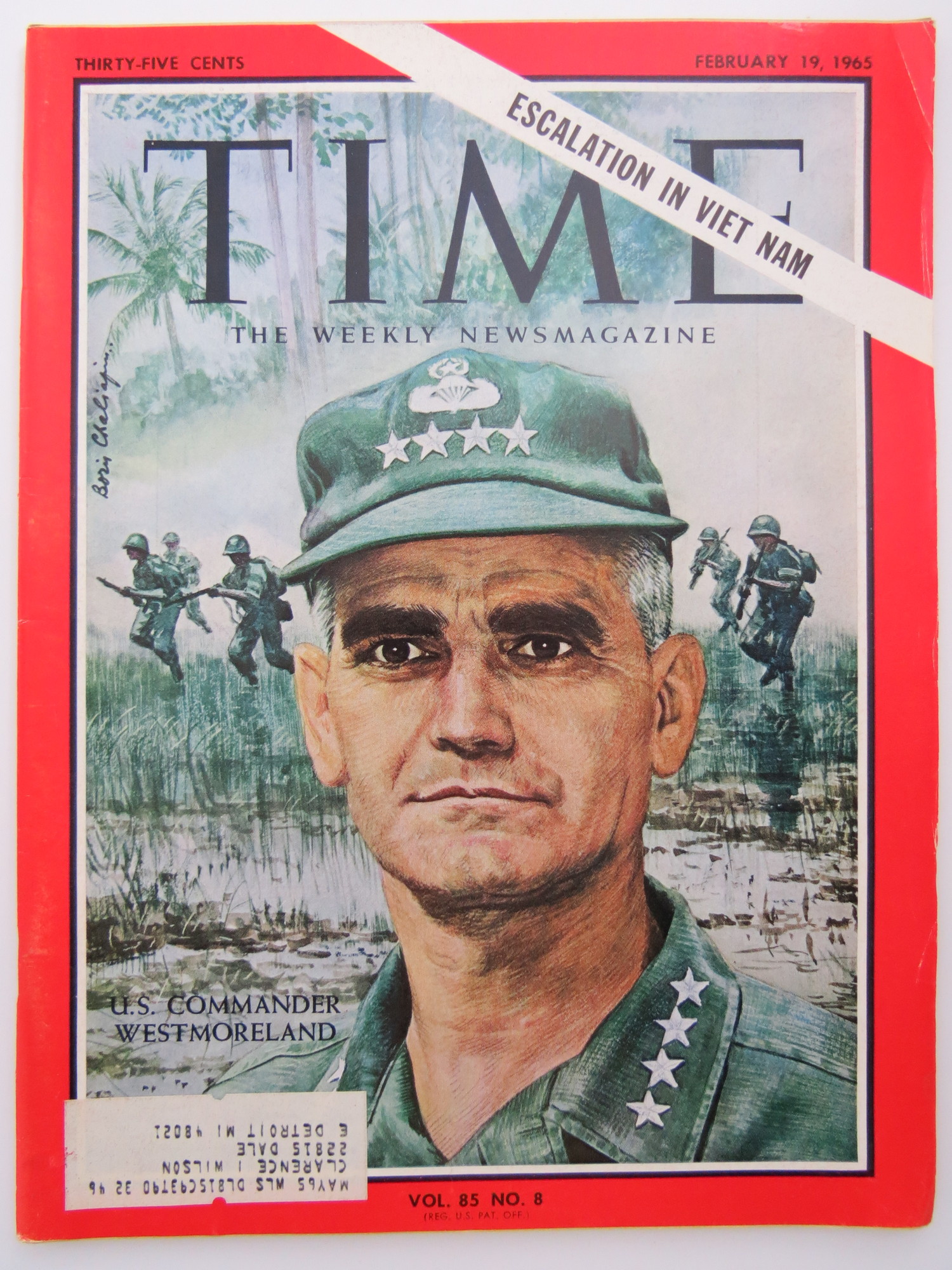 TIME MAGAZINE FEBRUARY 19, 1965 (U.S. COMMANDER WESTMORLAND)