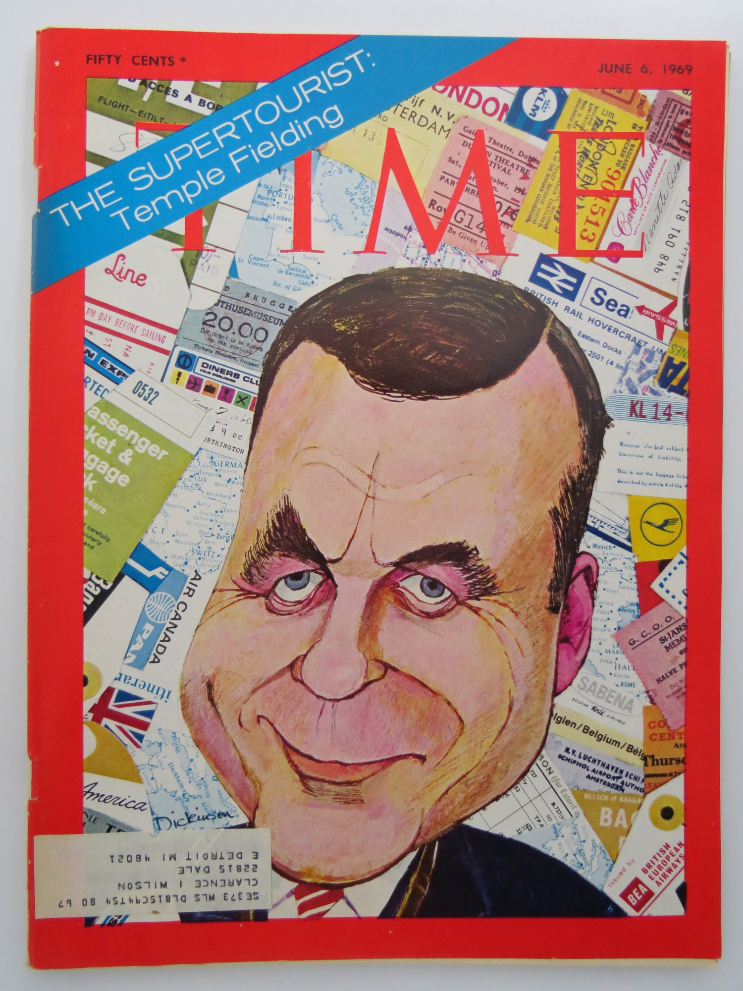 TIME MAGAZINE JUNE 6, 1969 (THE SUPERTOURIST: TEMPLE FIELDING)