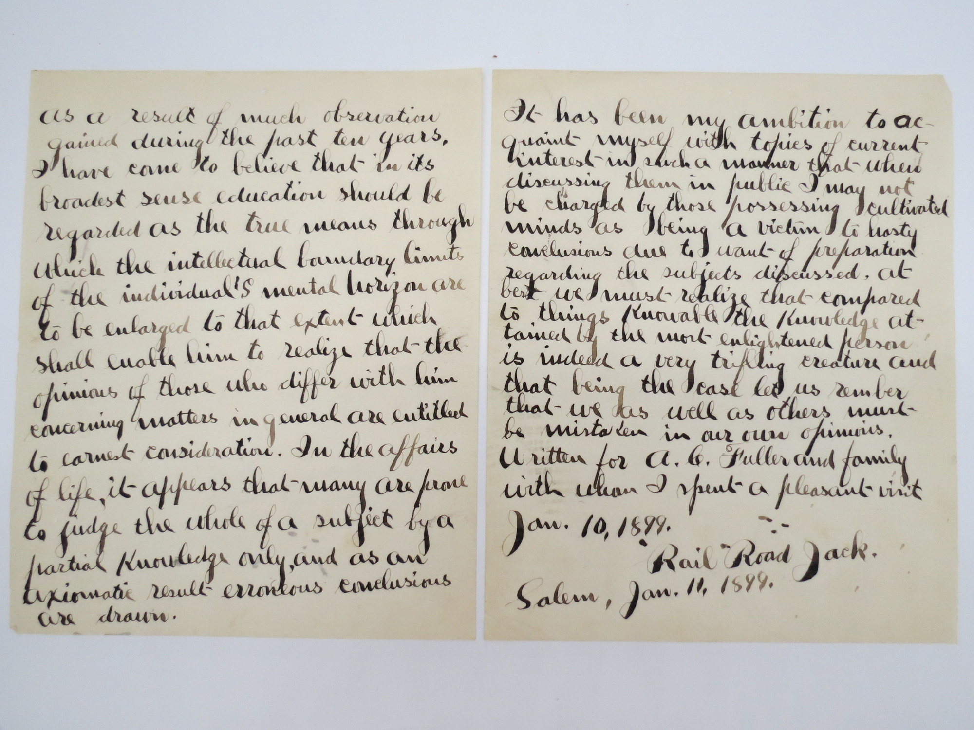 TWO PAGE HANDWRITTEN AND SIGNED LETTER BY HARRY "RAILROAD JACK" COOPER ...