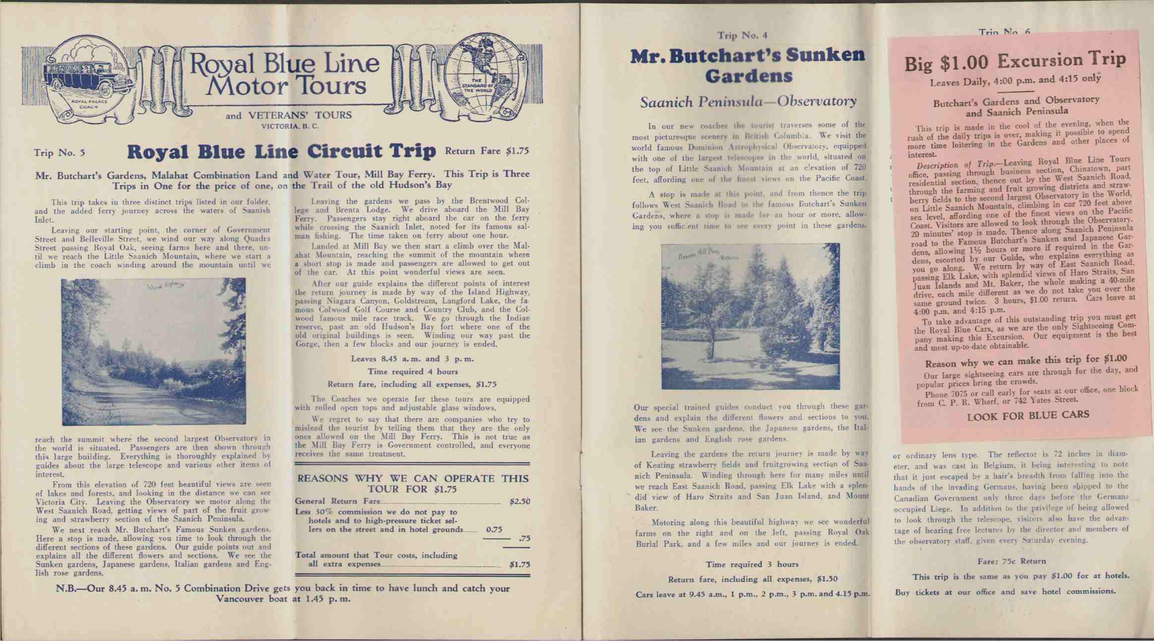 ROYAL BLUE LINE MAP AND GUIDE TO VICTORIA AND VICINITY