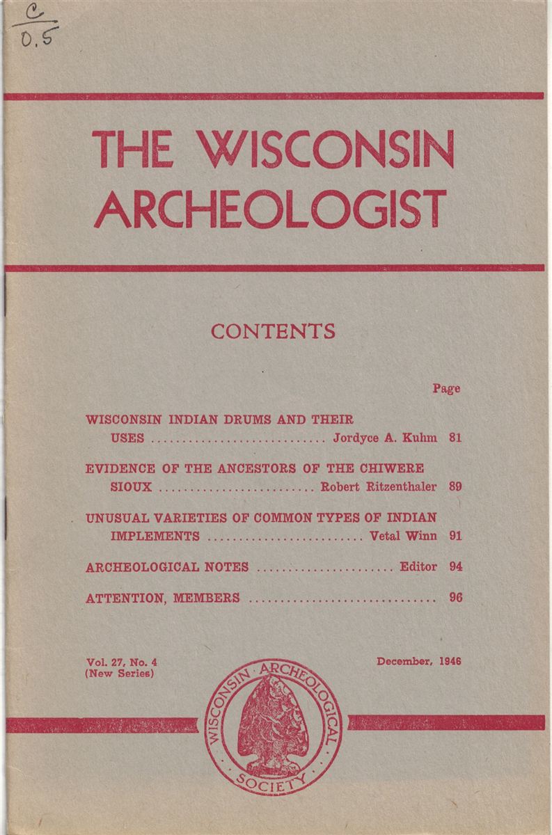 The Wisconsin Archeologist, Volume 27, No. 4, December, 1946 [New ...