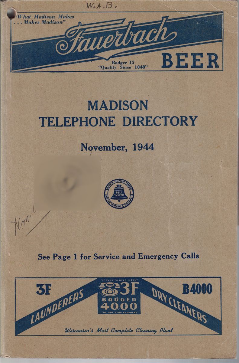 Madison Telephone DIrectory: November, 1944