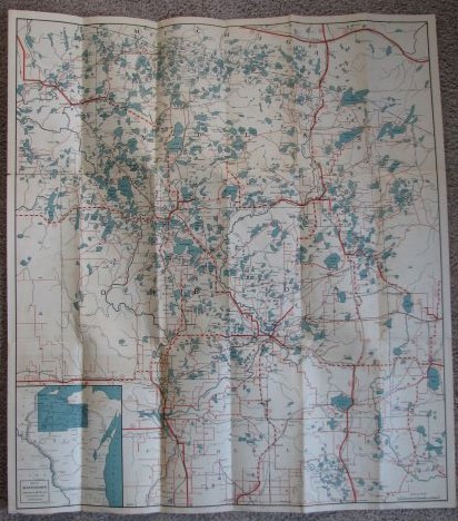 Northern Wisconsin Lakes Map Folder [1926 Road Map]