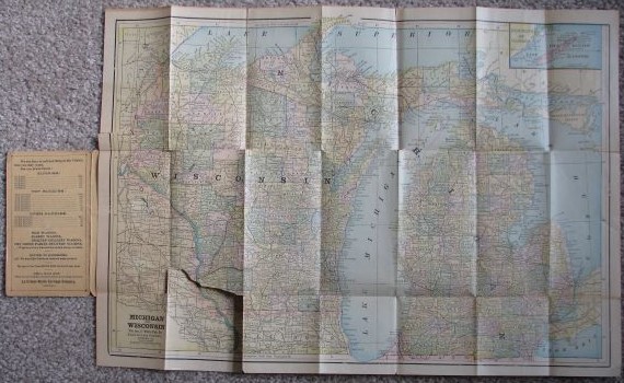 Pocket Map of Michigan and Wisconsin: Compliments of La Crosse Wallis ...