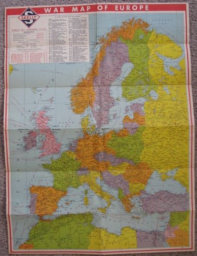 Skelly Oil Company Victory War Map of Europe and the Far East