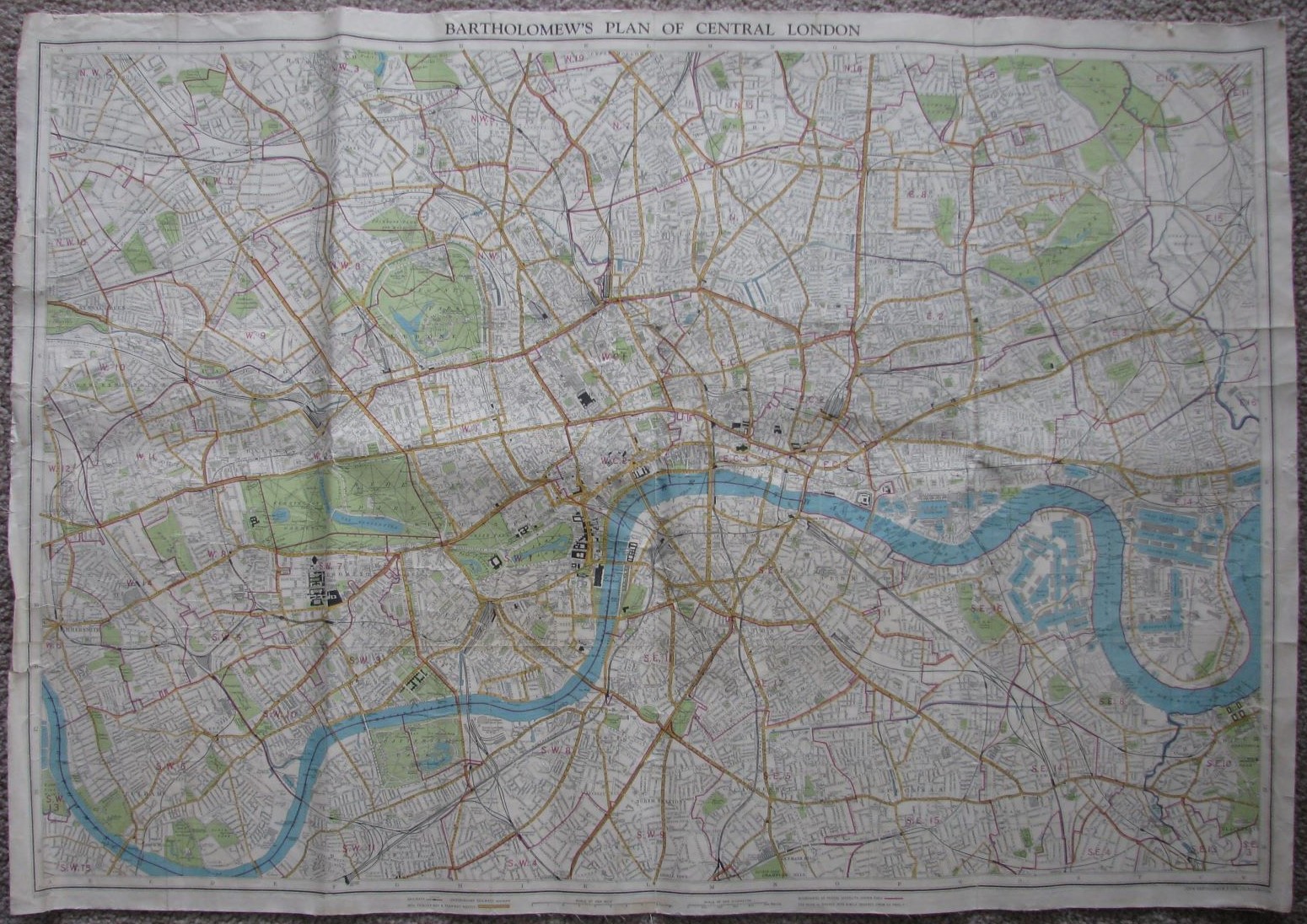 [Vintage Map] Bartholomew's Plan of Central London [circa 1940's or 1950's]