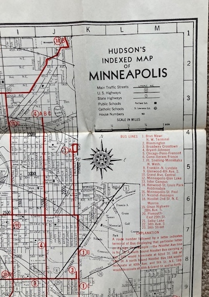Hudsons Indexed Map of Minneapolis [Hudson Map Company Street Map]