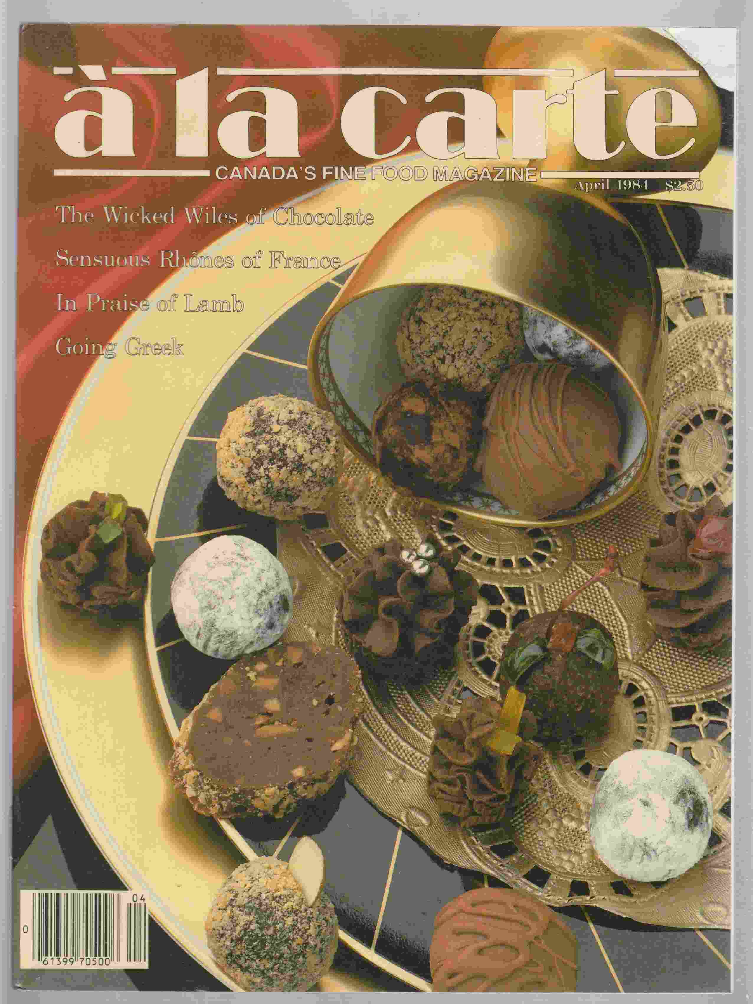 à la carte Canada's Fine Food Magazine March 1984 Volume 1 No. 3