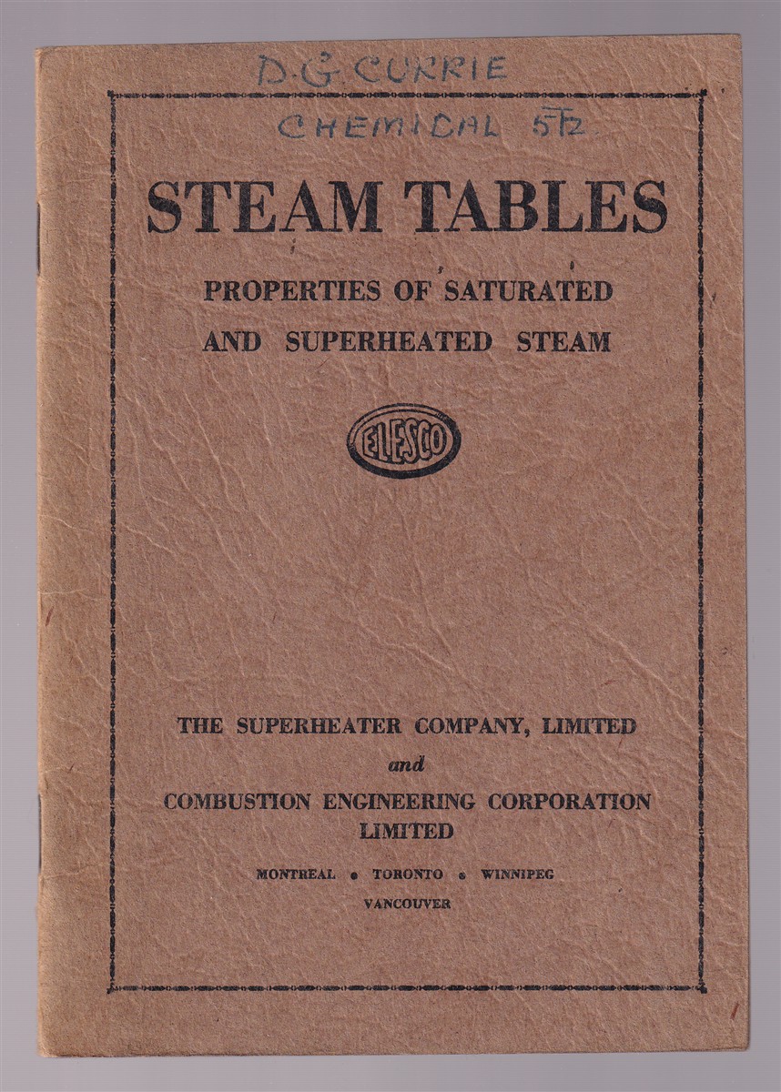 Steam Tables Properties of Saturated and Superheated Steam