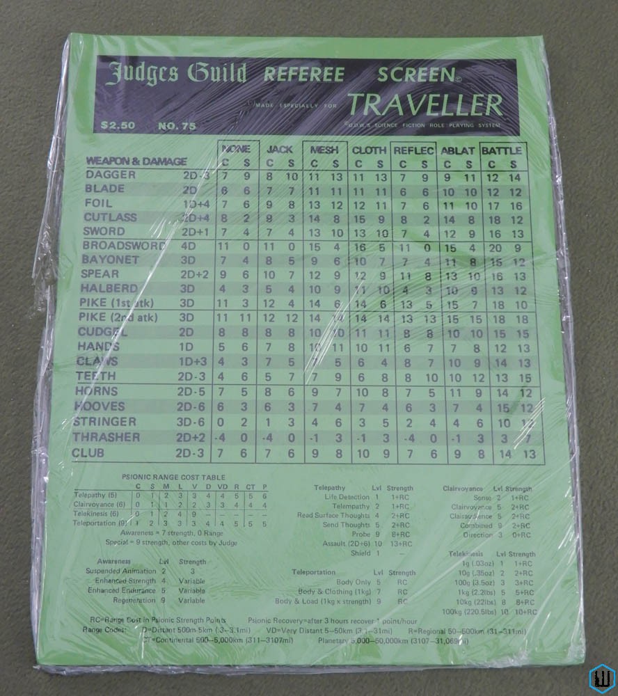 Traveller Referee Screen (4 cardstock GM charts) RPG