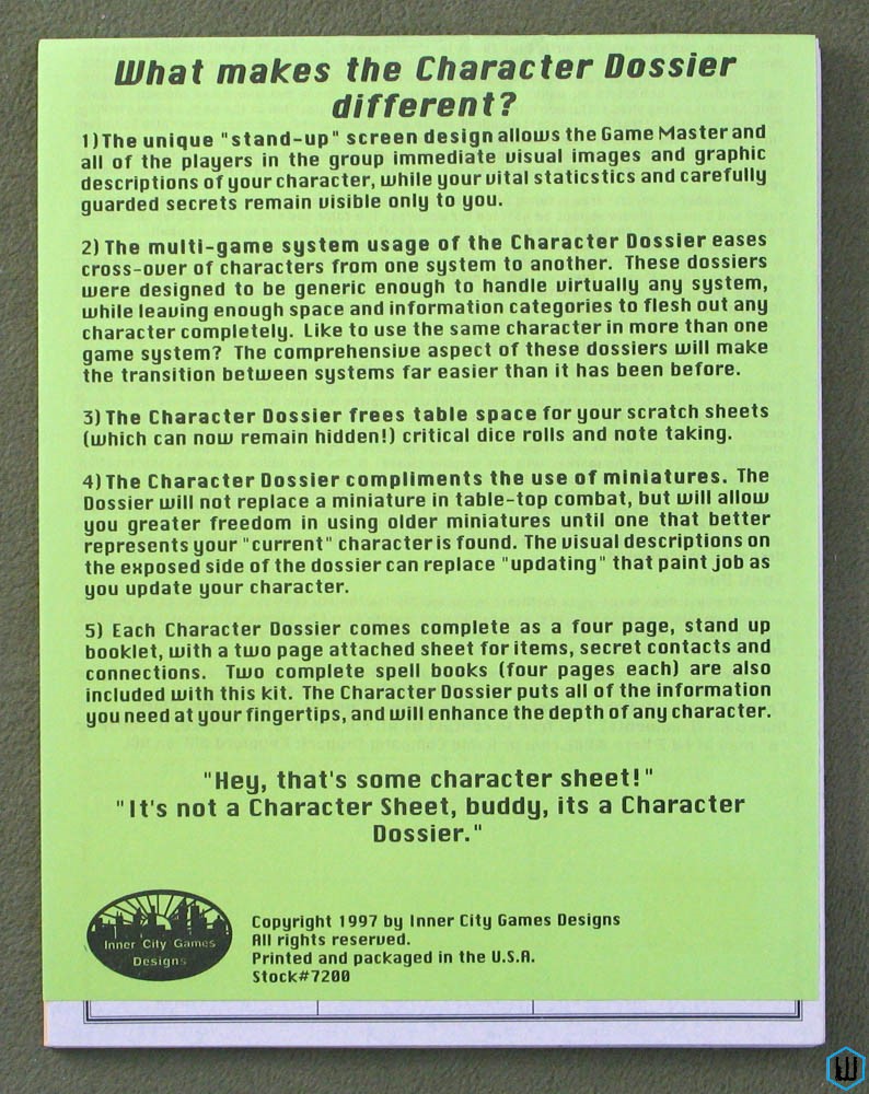 Character Dossiers (Fantasy RPG Sheets) 1997