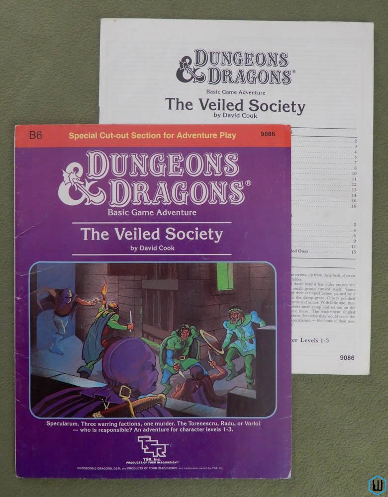 The Veiled Society (Dungeons & Dragons Module B6) Original uncut 1984 edition